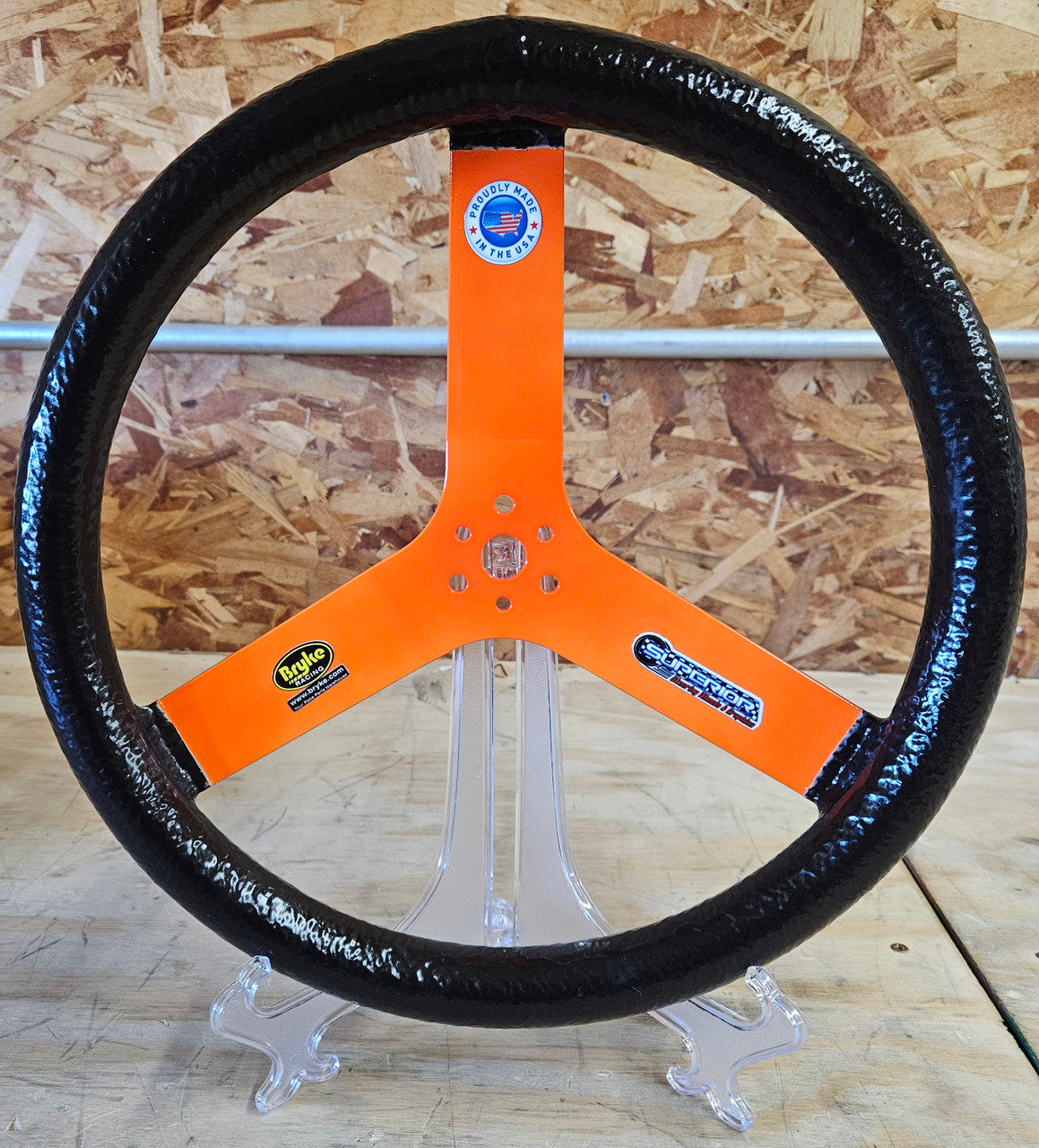 Superior Steering Wheel 15" Dish Steering Wheel Black Outer Orange Spo ...